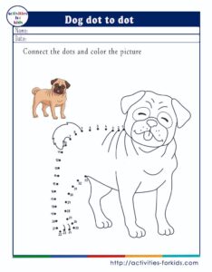 Dog connect the dots worksheets free printable