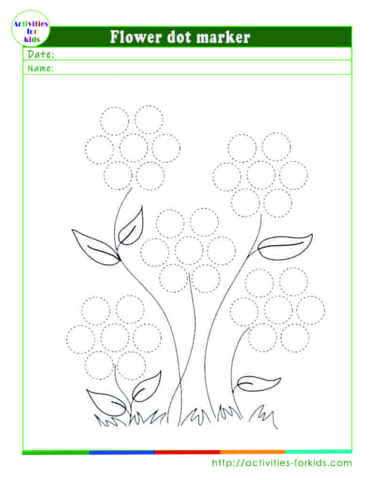 Flower dot marker activity sheets printable