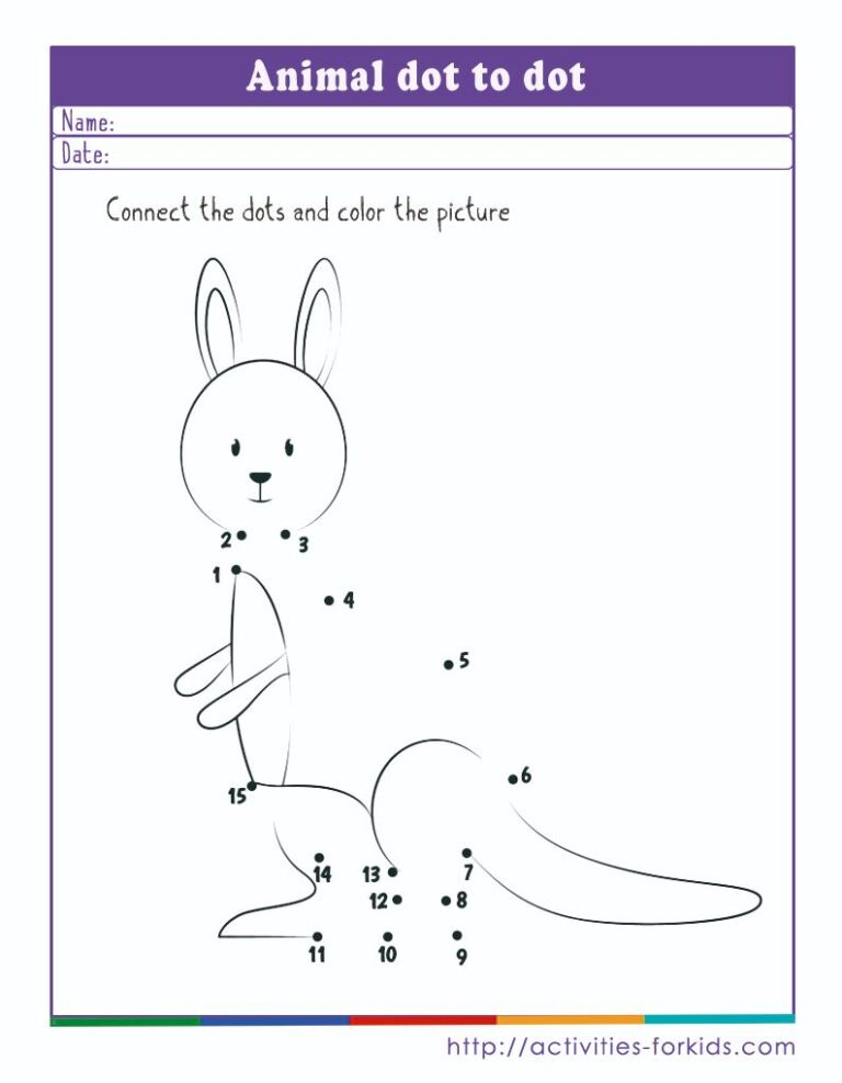 Free printable animal dot to dot worksheets