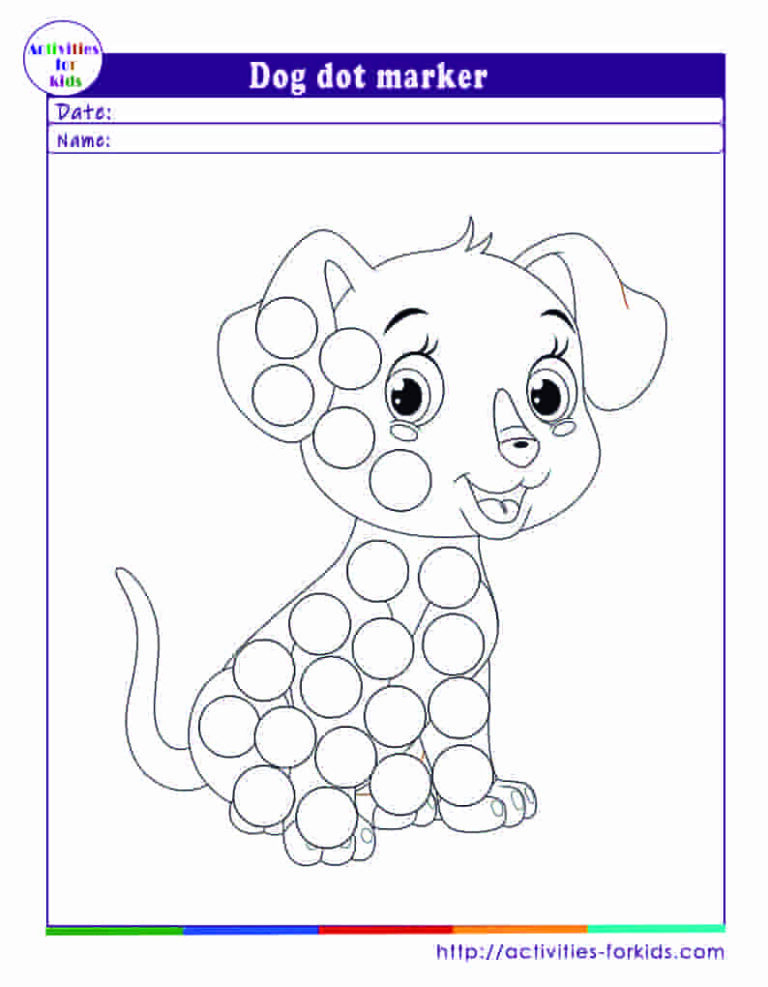 Dot marker dog sheets are printable and free