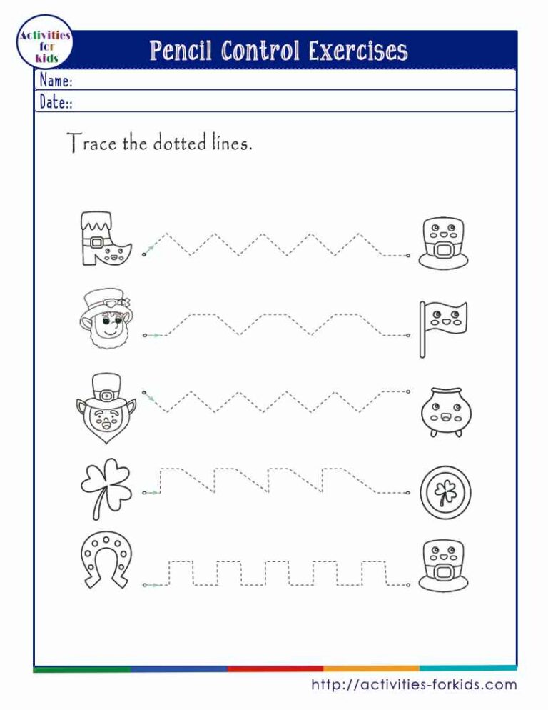 Pencil control exercises printables pdf