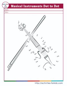 Musical instruments dot to dot worksheets free printable