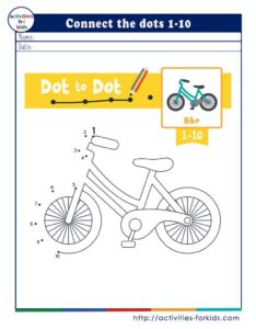Dot to dot numbers 1-10 worksheets free printable