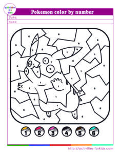 Pokemon color by number free printable