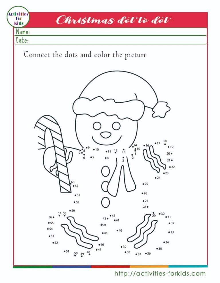 Free Printable Christmas Dot to Dot worksheets