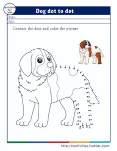 Dog connect the dots worksheets free printable