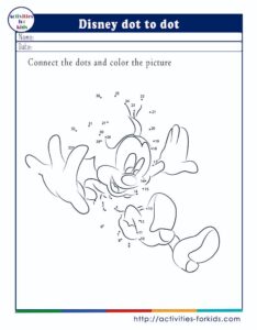 Disney Connect the Dots Worksheets for kindergarten - Activities For Kids