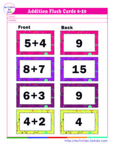 Free Addition Flash Cards 0-20 Printables