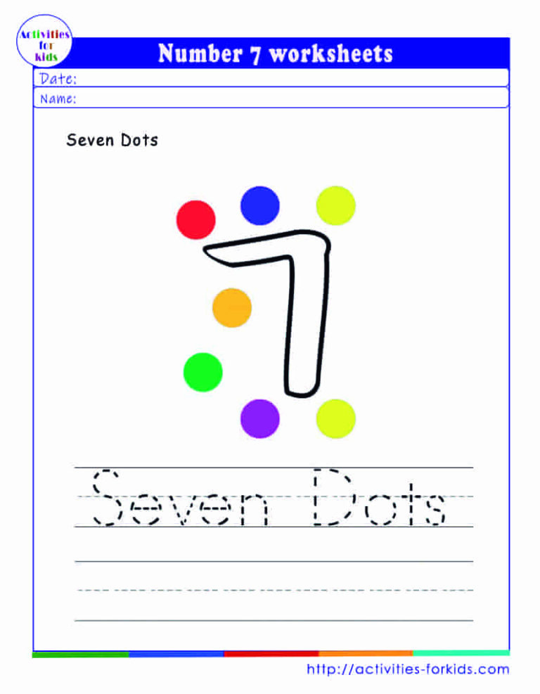 Number 7 worksheets free printable