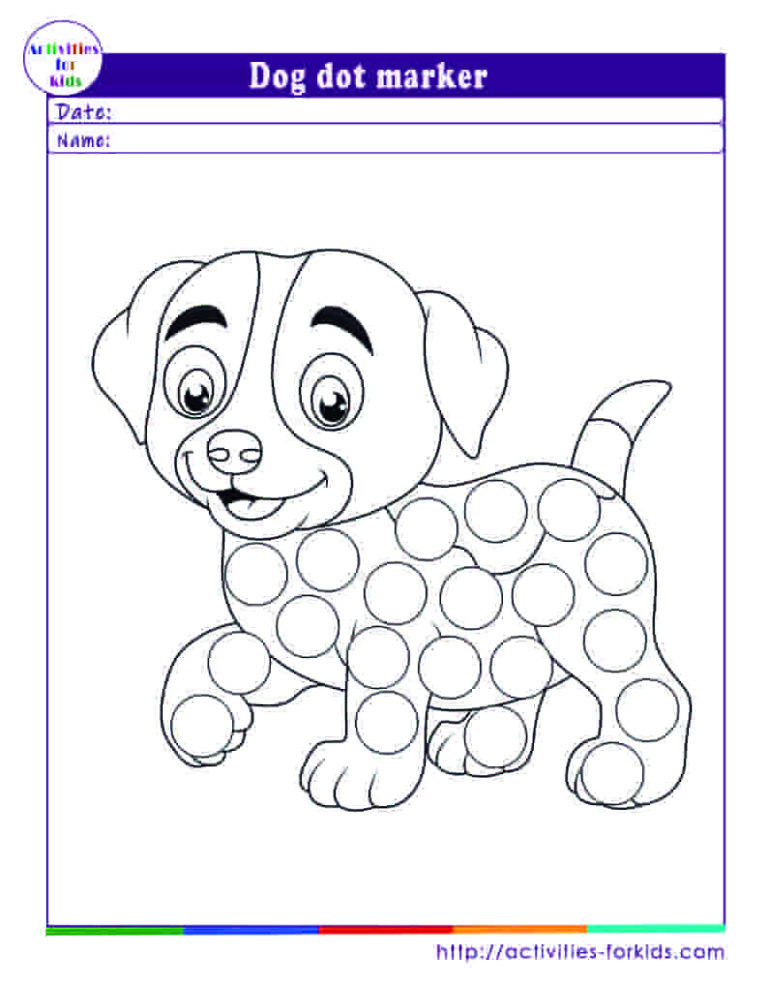 Dot marker dog sheets are printable and free