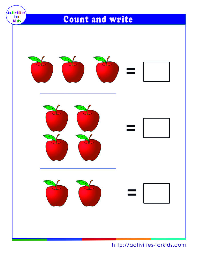 Count and write worksheet for kindergarten [Free printable]