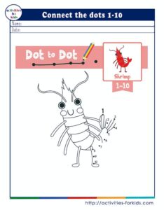 Dot to dot numbers 1-10 worksheets free printable