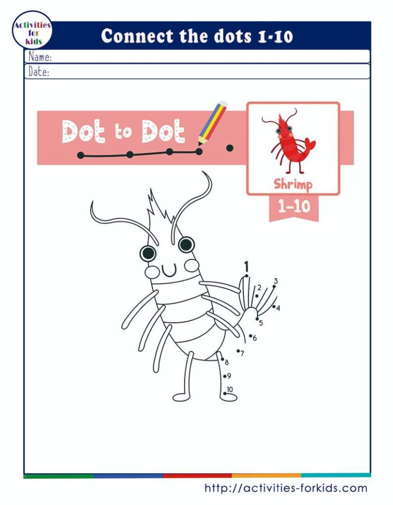 Dot to dot numbers 1-10 worksheets free printable