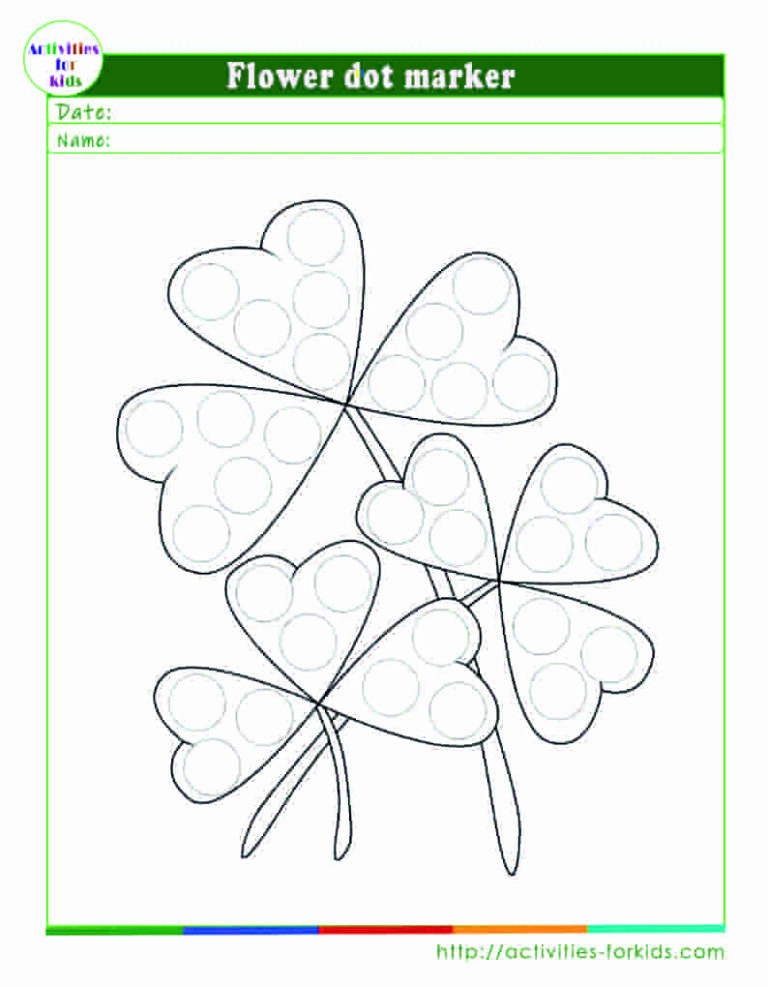 Flower dot marker activity sheets printable