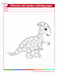 Dinosaur dot marker coloring pages worksheets free printable