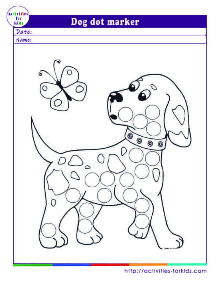 Dot marker dog sheets are printable and free