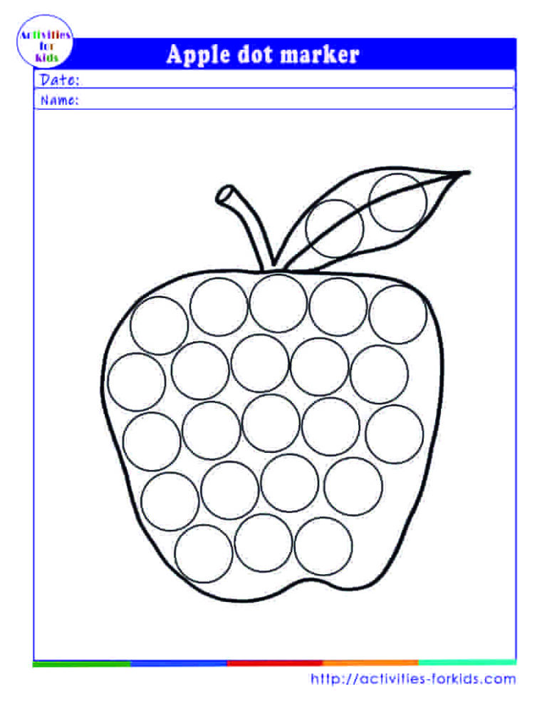 Apple dot marker kindergarten free printable