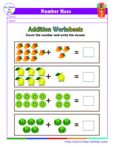 Preschool & Kindergarten Addition Worksheets printable