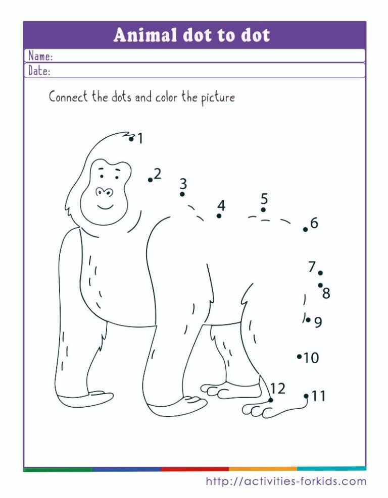 Free printable animal dot to dot worksheets