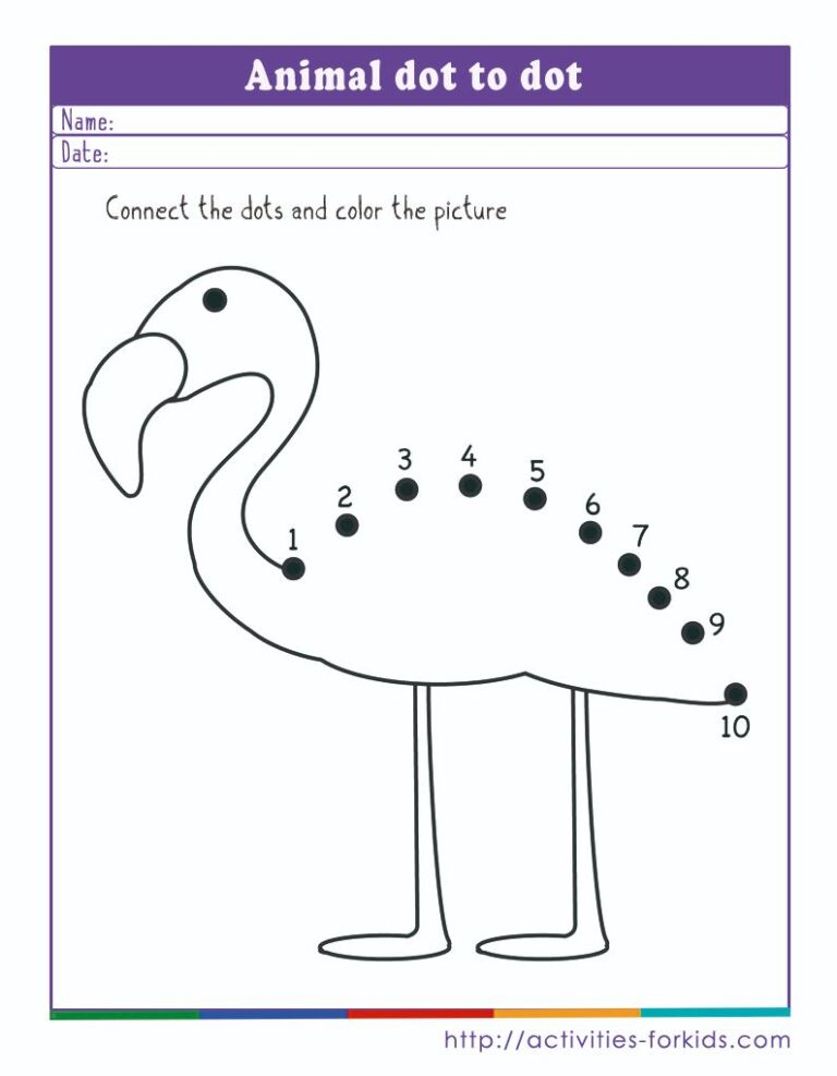 Free printable animal dot to dot worksheets