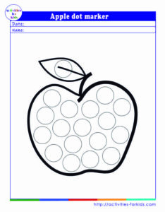 Apple dot marker kindergarten free printable