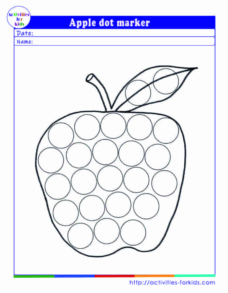 Apple dot marker kindergarten free printable