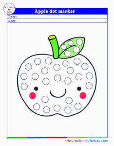 Apple dot marker kindergarten free printable
