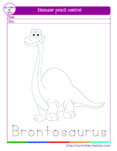 Dinosaur pencil control printable pdf free