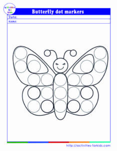 Butterfly dot marker for kindergarten free printable