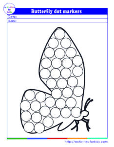 Butterfly dot marker for kindergarten free printable