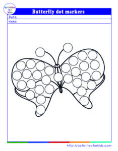 Butterfly dot marker for kindergarten free printable