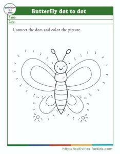 Butterfly dot to dot printables for preschoolers