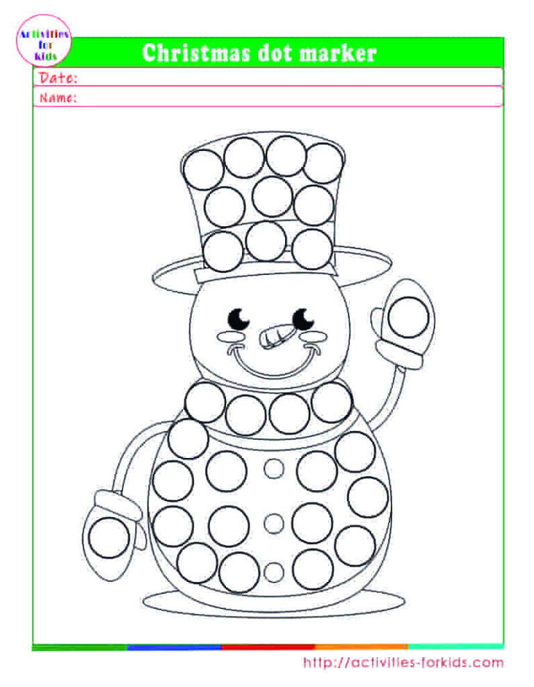 Christmas dot marker worksheets pdf free