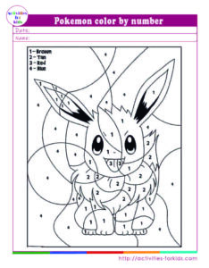 Pokemon color by number free printable