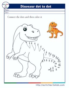 Free printable Dinosaur Connect the Dots worksheets