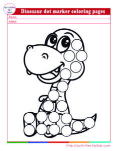 Dinosaur dot marker coloring pages worksheets free printable