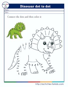Free printable Dinosaur Connect the Dots worksheets