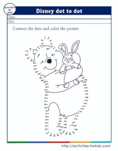 Disney Connect the Dots Worksheets for kindergarten - Activities For Kids