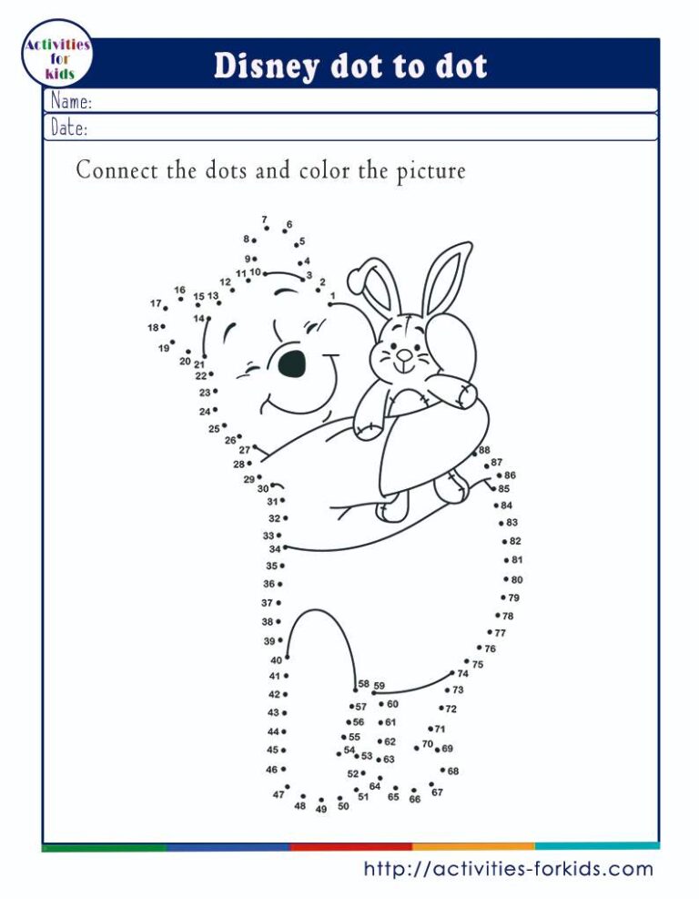 Disney Connect the Dots Worksheets for kindergarten - Activities For Kids
