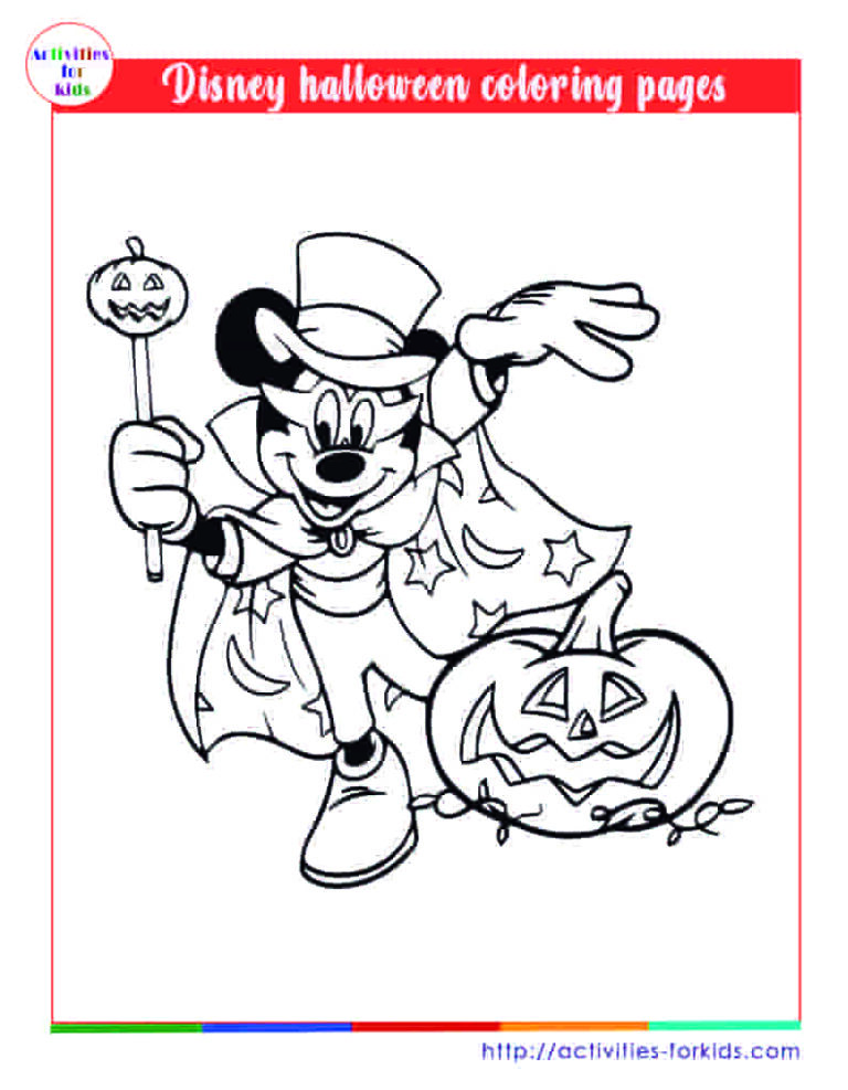 Disney Halloween coloring pages for toddlers, free printables