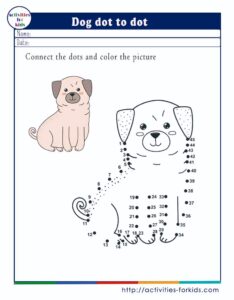 Dog connect the dots worksheets free printable