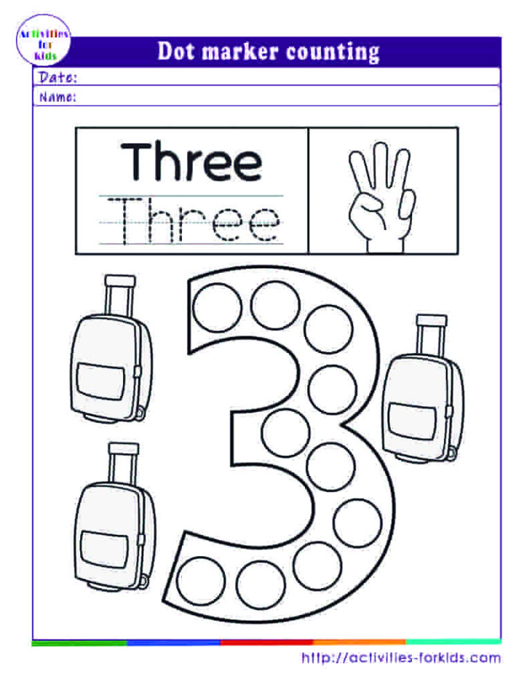 Dot marker counting worksheets for kindergarten