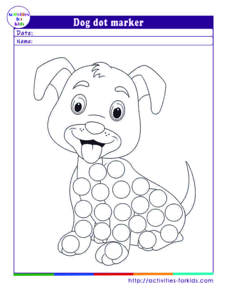 Dot marker dog sheets are printable and free