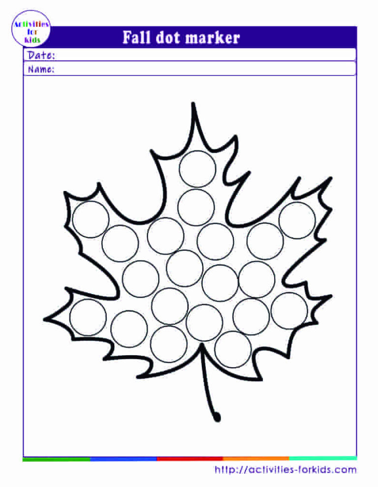 Dot marker worksheets fall pdf free