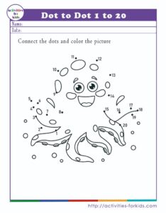 Free printable dot to dot worksheets 1-20 pdf