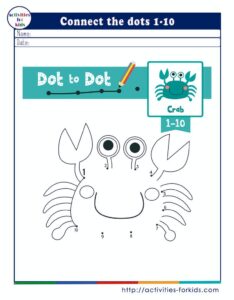 Dot to dot numbers 1-10 worksheets free printable