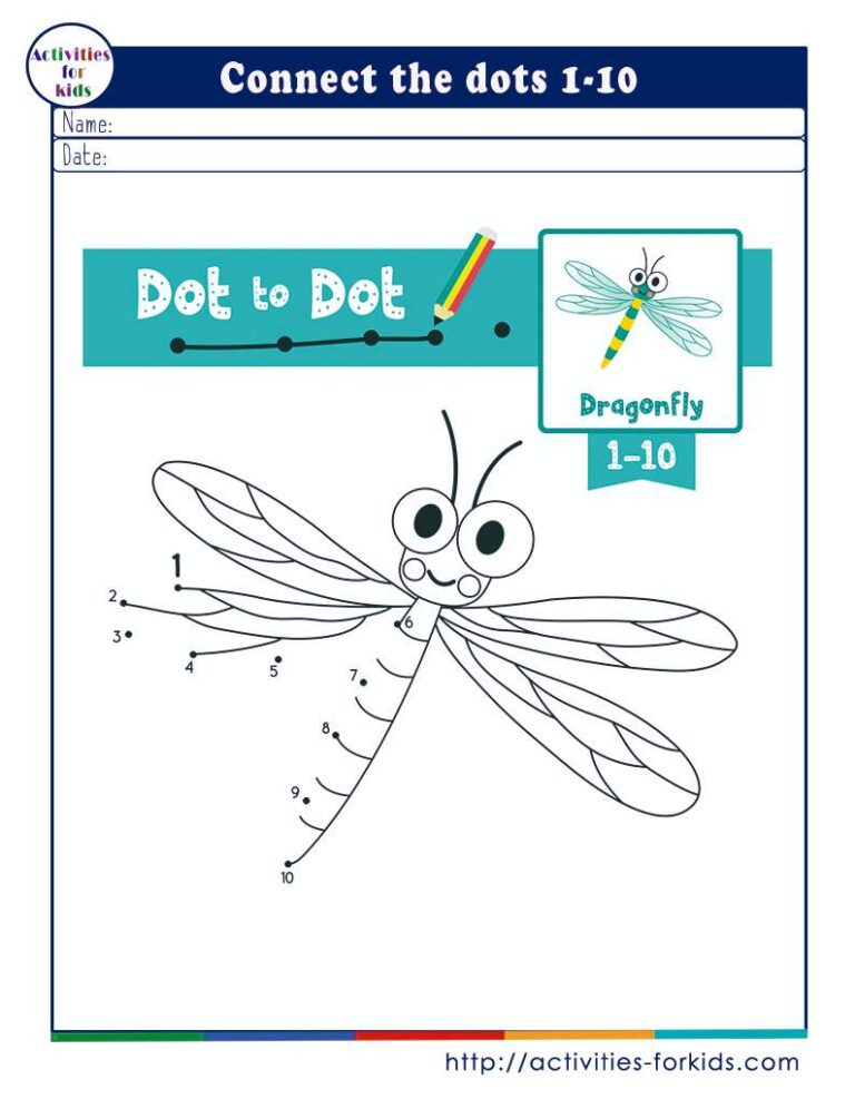Dot to dot numbers 1-10 worksheets free printable