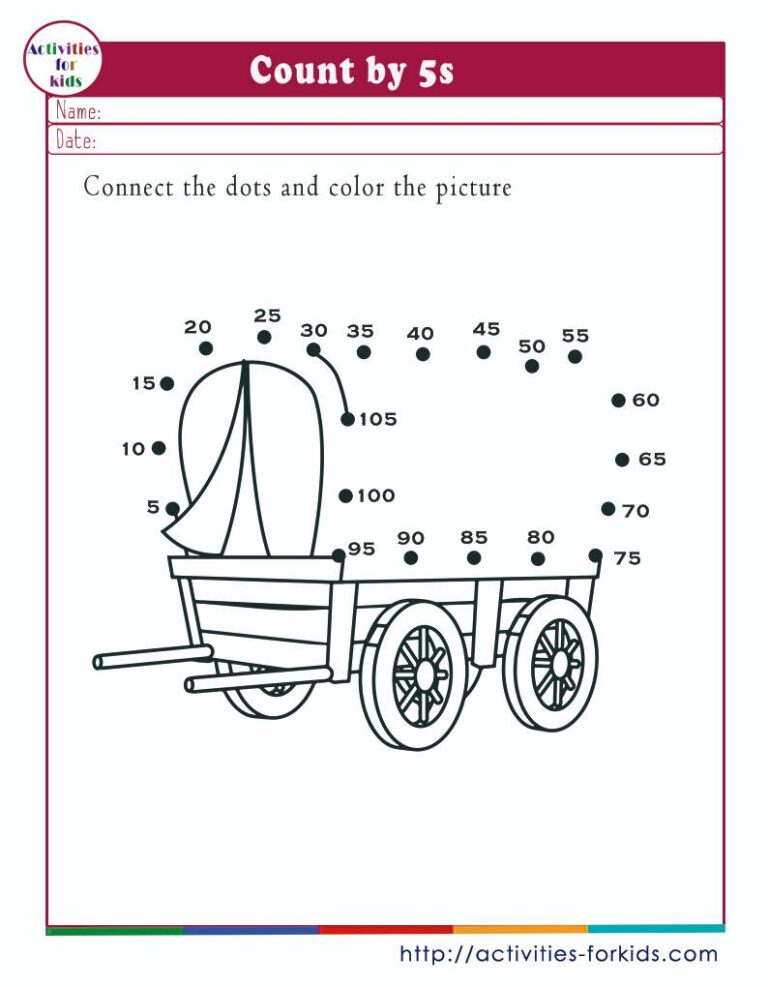 Dot to dot skip counting by 5 worksheets free printable