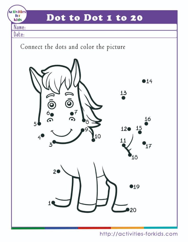 Free printable dot to dot worksheets 1-20 pdf