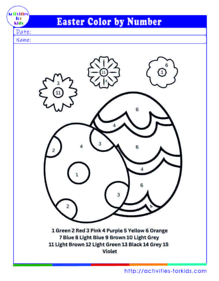 Easter color by number free printables